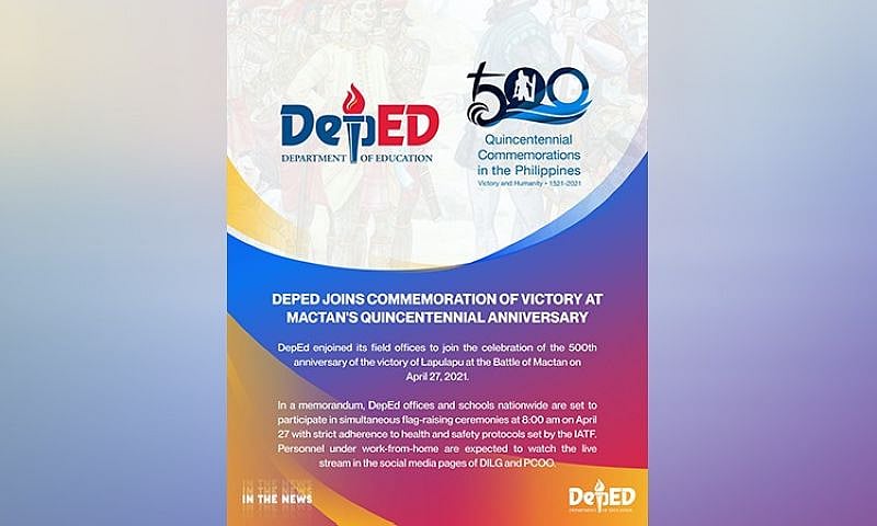 DepEd joins commemoration of Victory at Mactan's Quincentennial anniversary