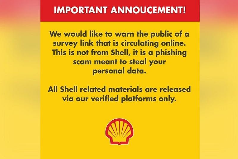Shell warns public against new phishing scam