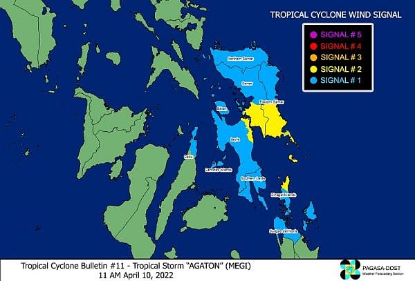 Storm signals up in Visayas, Mindanao areas due to 'Agaton'