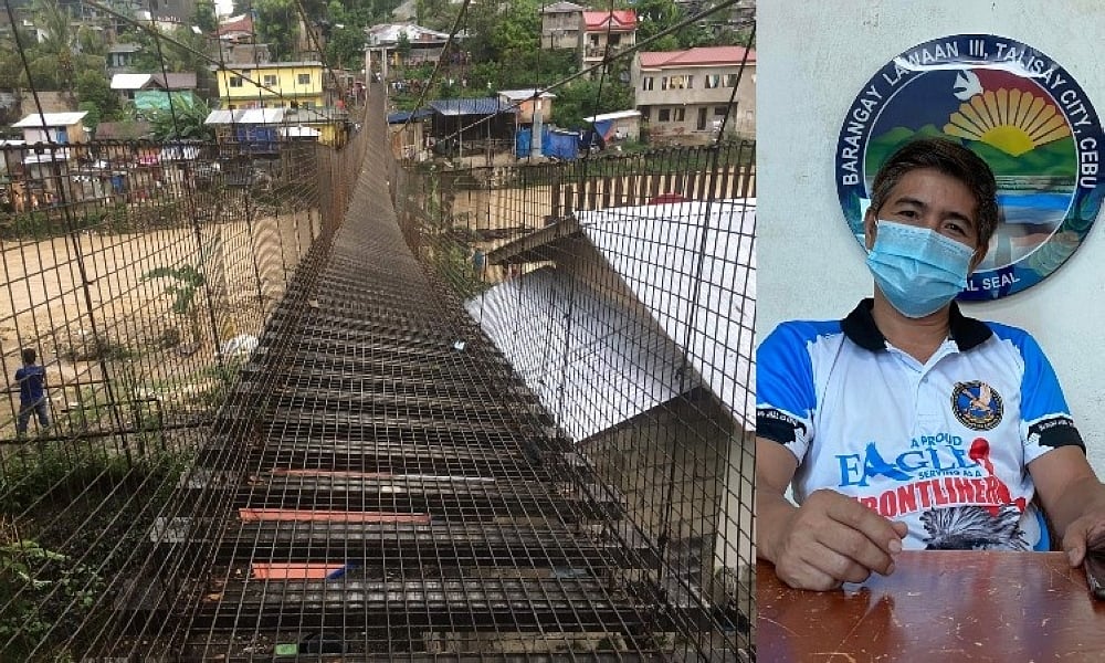 Hanging bridge nga nabugto sa Talisay gipasirad-an