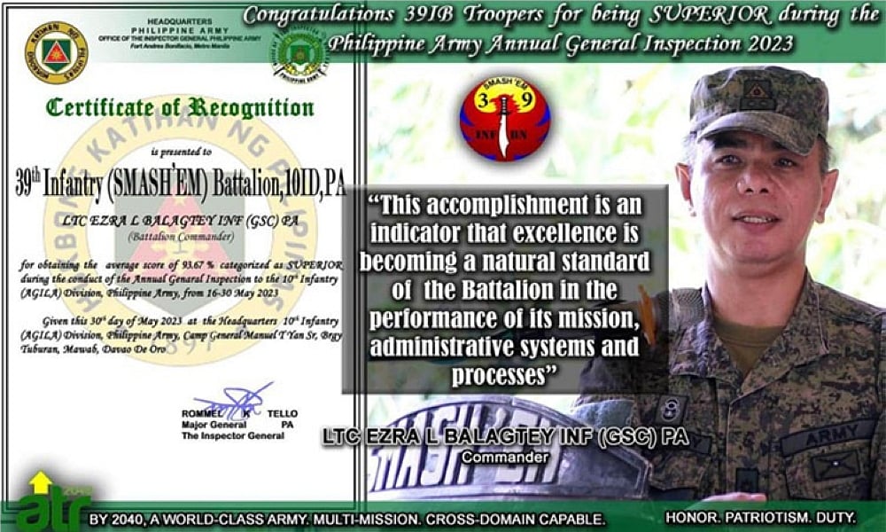 39IB garners 93.67% rating in annual general inspection