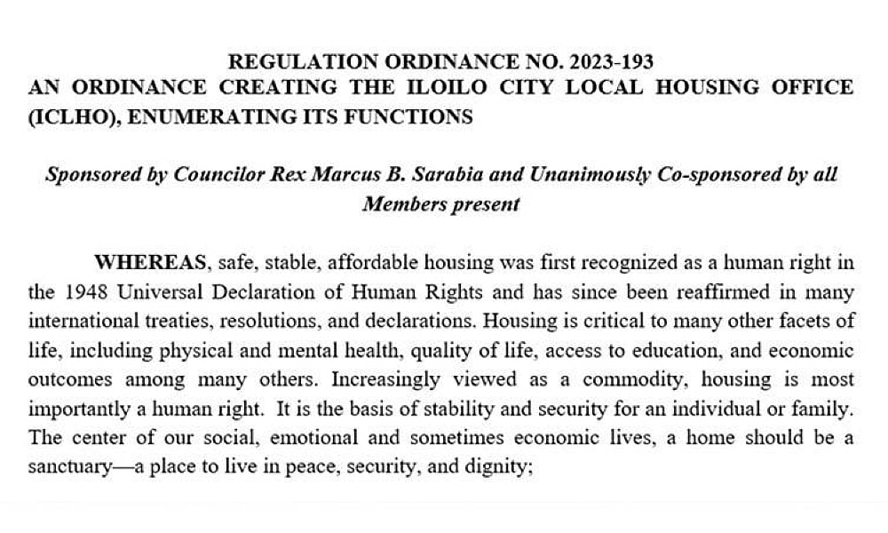 Iloilo City creates local housing office
