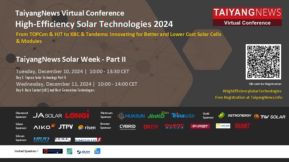 Dec. 2/3 & 10/11, 2024: High-Efficiency Solar Technologies 2024