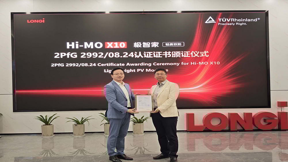 LONGi’s Lightweight BC Module Earns TÜV Rheinland Certification
