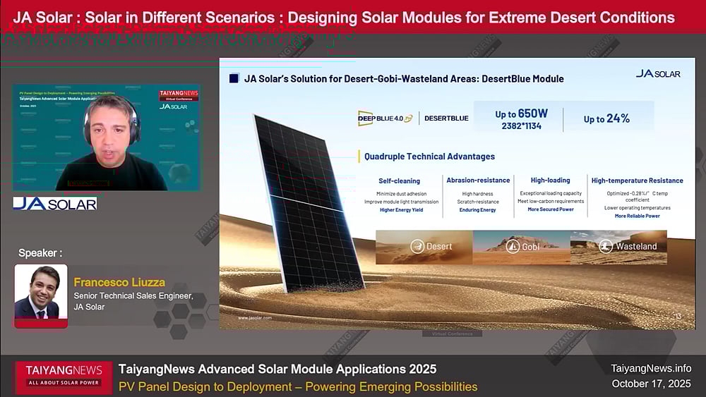 JA Solar TOPCon Modules For Extreme Desert Conditions