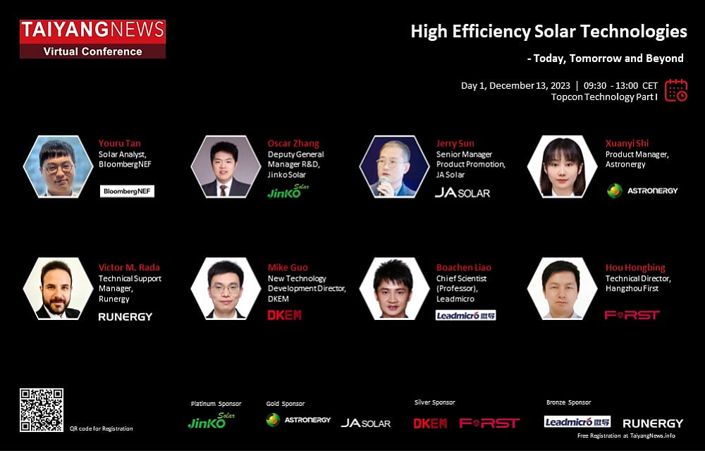TOPCon: TaiyangNews High Efficiency Solar Technologies Conference Day 1
