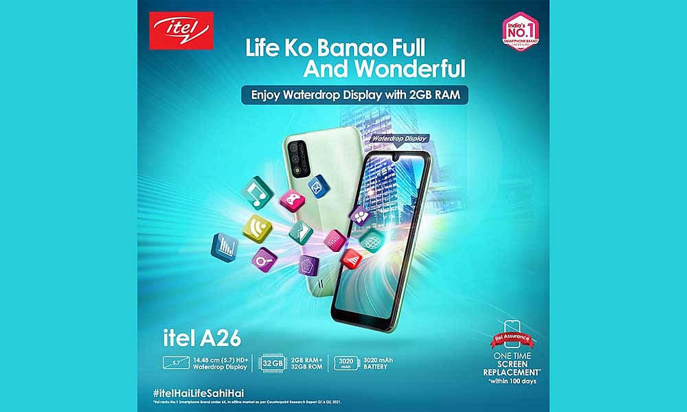 itel A26 Smartphone with Waterdrop Display Launched in India