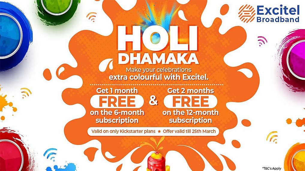 Excitel's Holi Dhamaka Offer: Enjoy Free Internet with Plans Starting ...