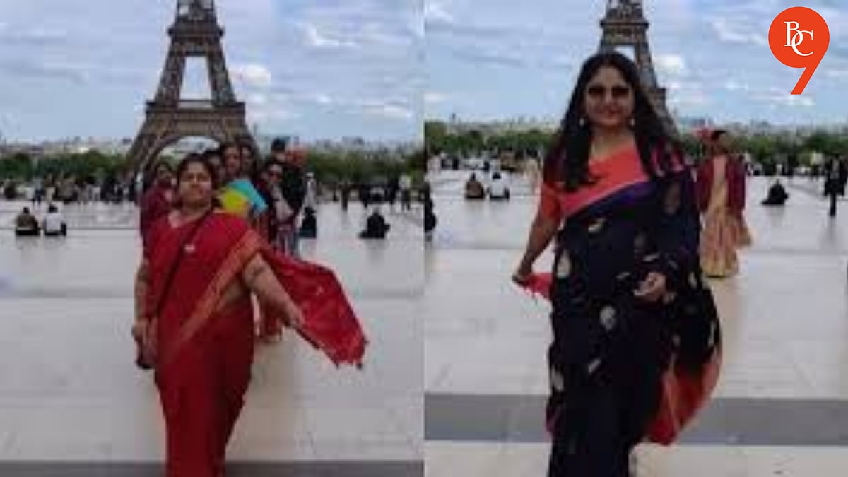 Desi Aunties in Sarees Go Viral for Glam Ramp Walk at Eiffel Tower in ...