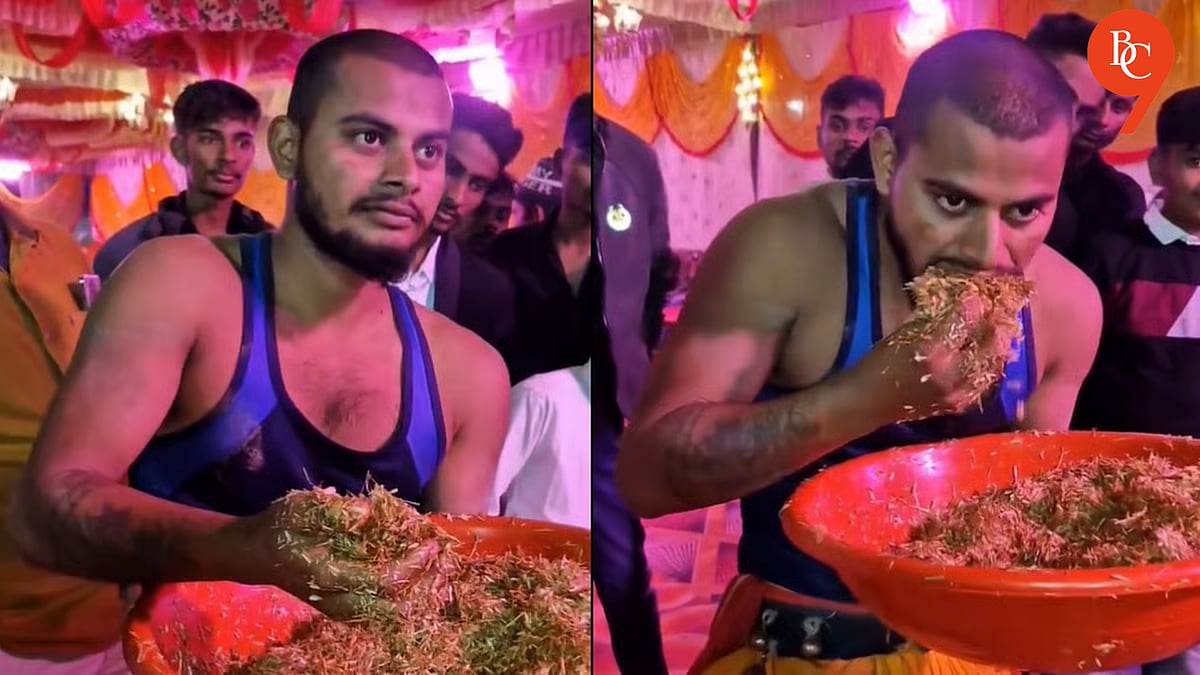 Viral Video Shows Man Eating Animal Chaff: Bizarre Straw-Eating Stunt ...
