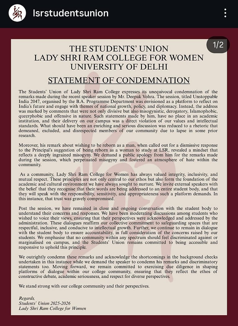 Controversial Remarks by Former Diplomat Deepak Vohra at LSR College ...