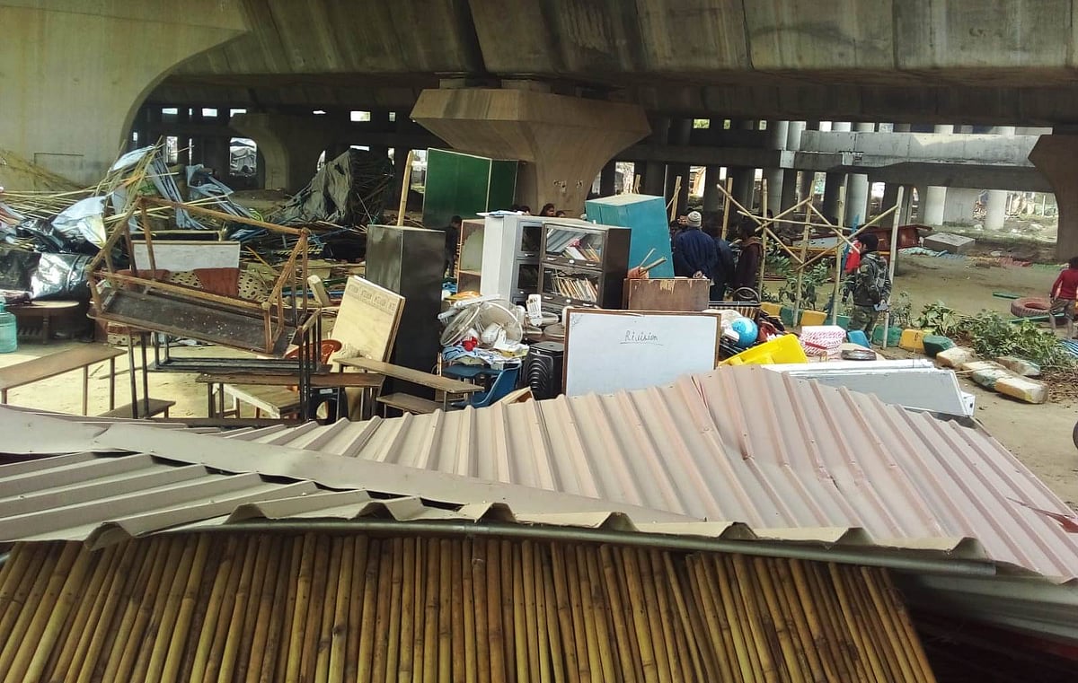 PWD bulldozer runs on school running under flyover in Delhi