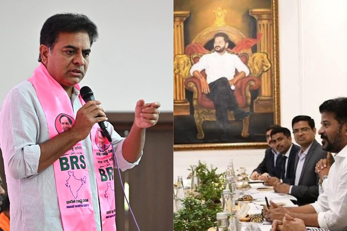 KTR slams Revanth Reddy for displaying his huge portrait, hails TRB ...