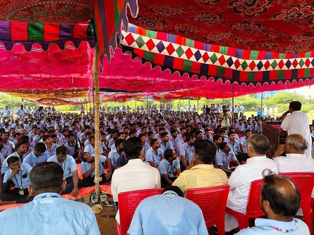 TN Samsung workers go on protest after three union leaders suspended