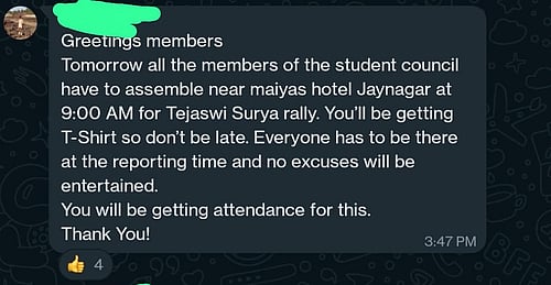 Bengaluru college students asked to attend Tejasvi Surya’s rally ...