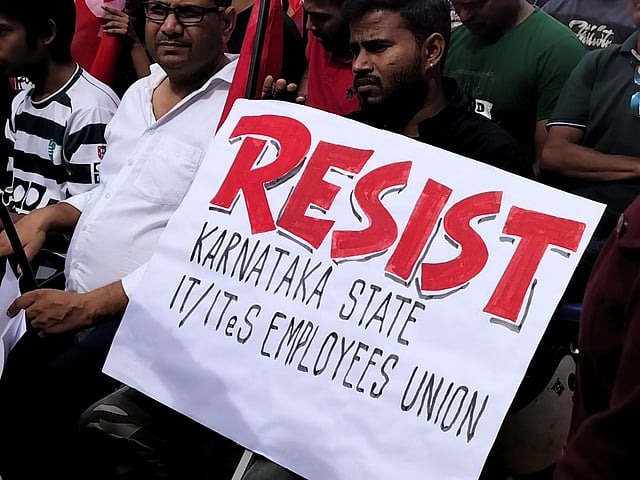 ‘We are workers, not your slaves’: IT workers in Bengaluru protest ...