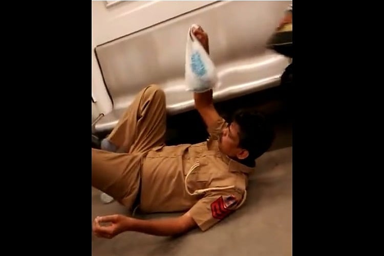 Video of a 'drunk' cop on Delhi metro goes viral
