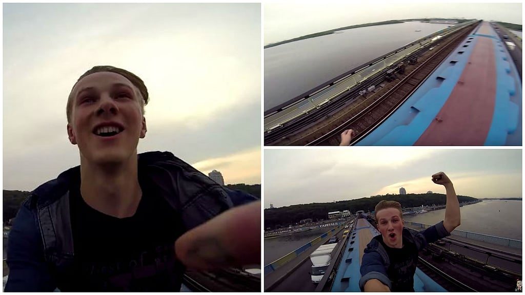 Watch: How this young man rides on the roof of a running metro