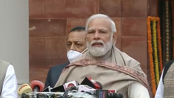 PM Modi Delivers Address Outside Parliament Ahead of Budget Session ...