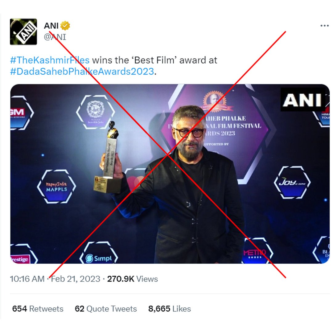 Fact-Check: Did 'The Kashmir Files' Win THE Dada Saheb Phalke Award?