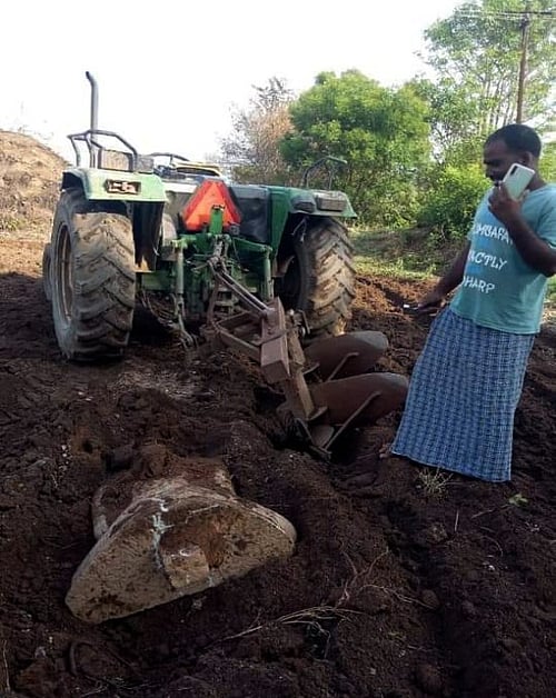 Telangana farmer unearths statue of Jain monk while ploughing field