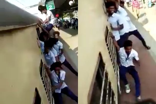 Video: Students perform dangerous stunts on footboard of Chennai train