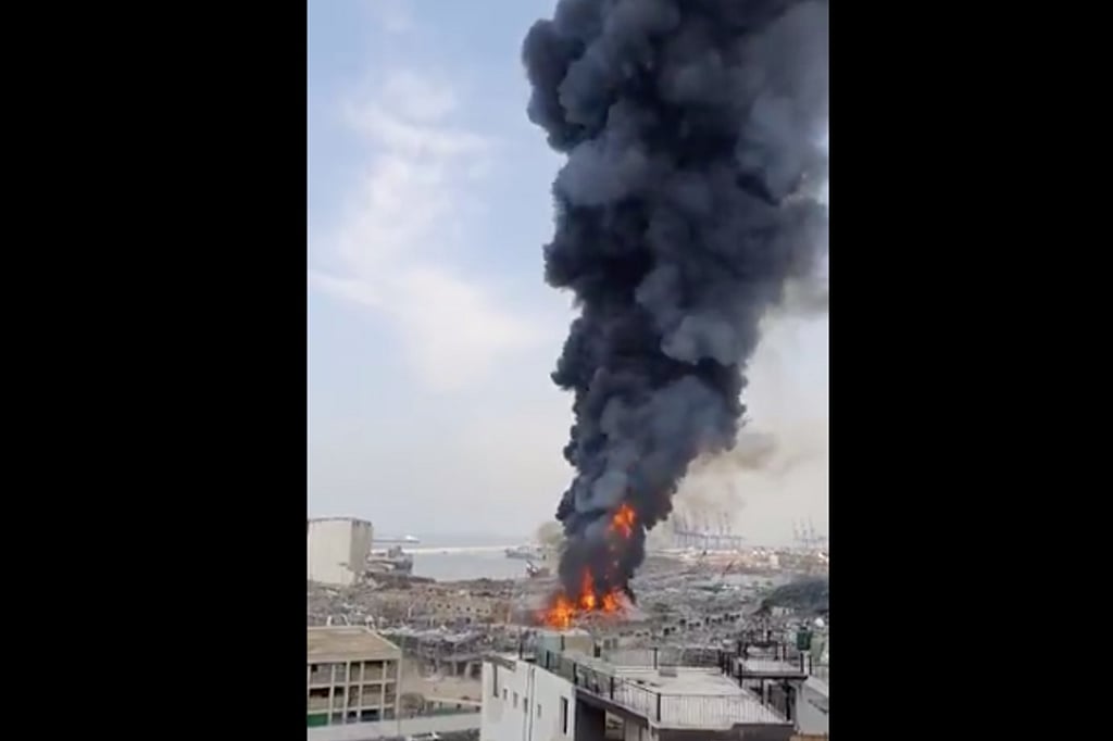 Major fire at Beirut port a month after massive explosion that killed 190