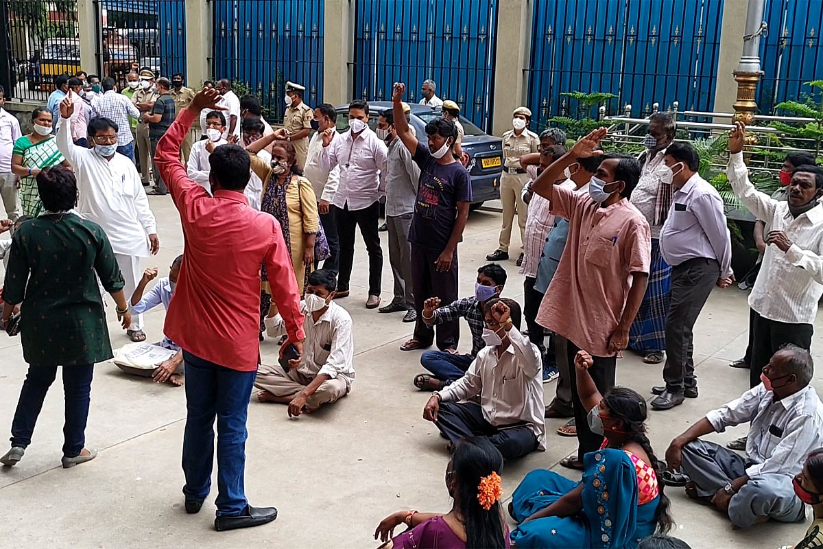 Construction workers protest in Bengaluru with list of demands, seek relief