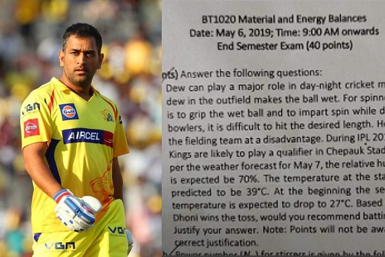 IIT Madras question paper asks students to help MS Dhoni in a coin toss
