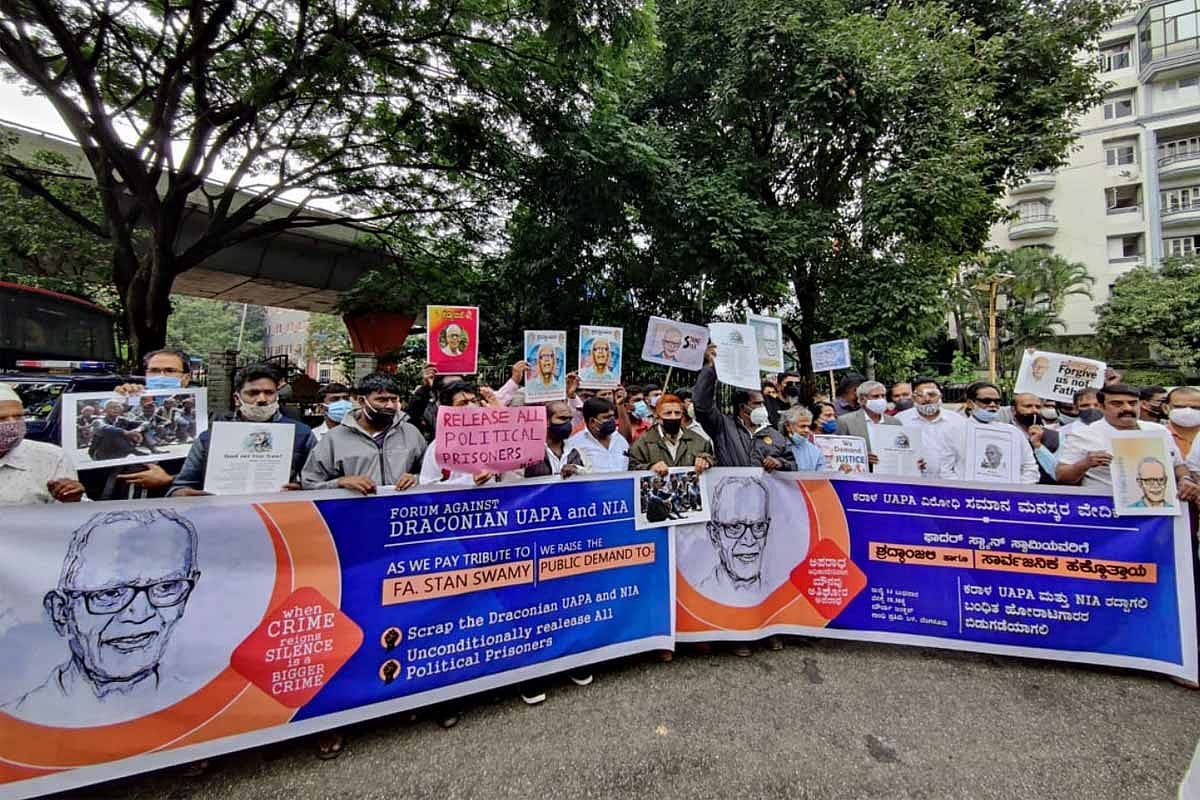 Bengaluru residents, activists protest Stan Swamy’s ‘institutional murder’