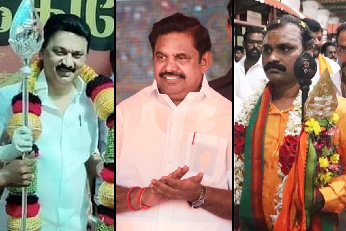 Vel politics again: Stalin poses, AIADMK and BJP take digs at him