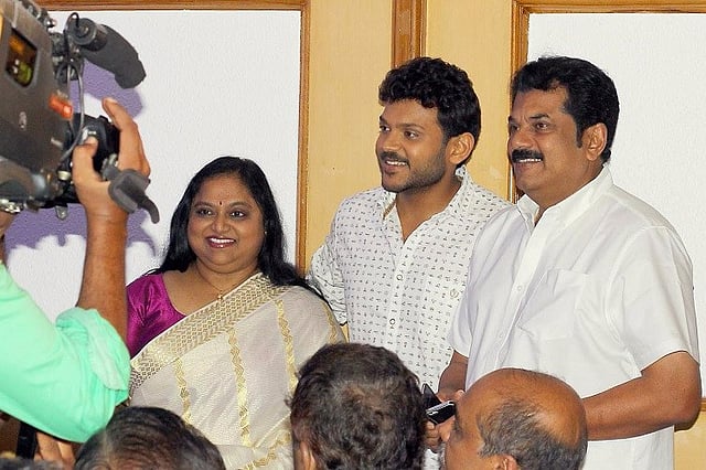 Mukesh and Saritha come together on stage for son's debut film