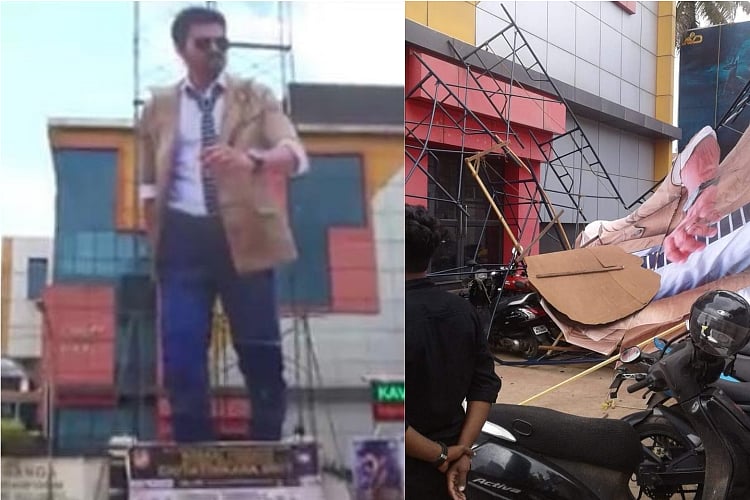 50-ft Vijay cut-out collapses in Kerala, theatre files complaint ...