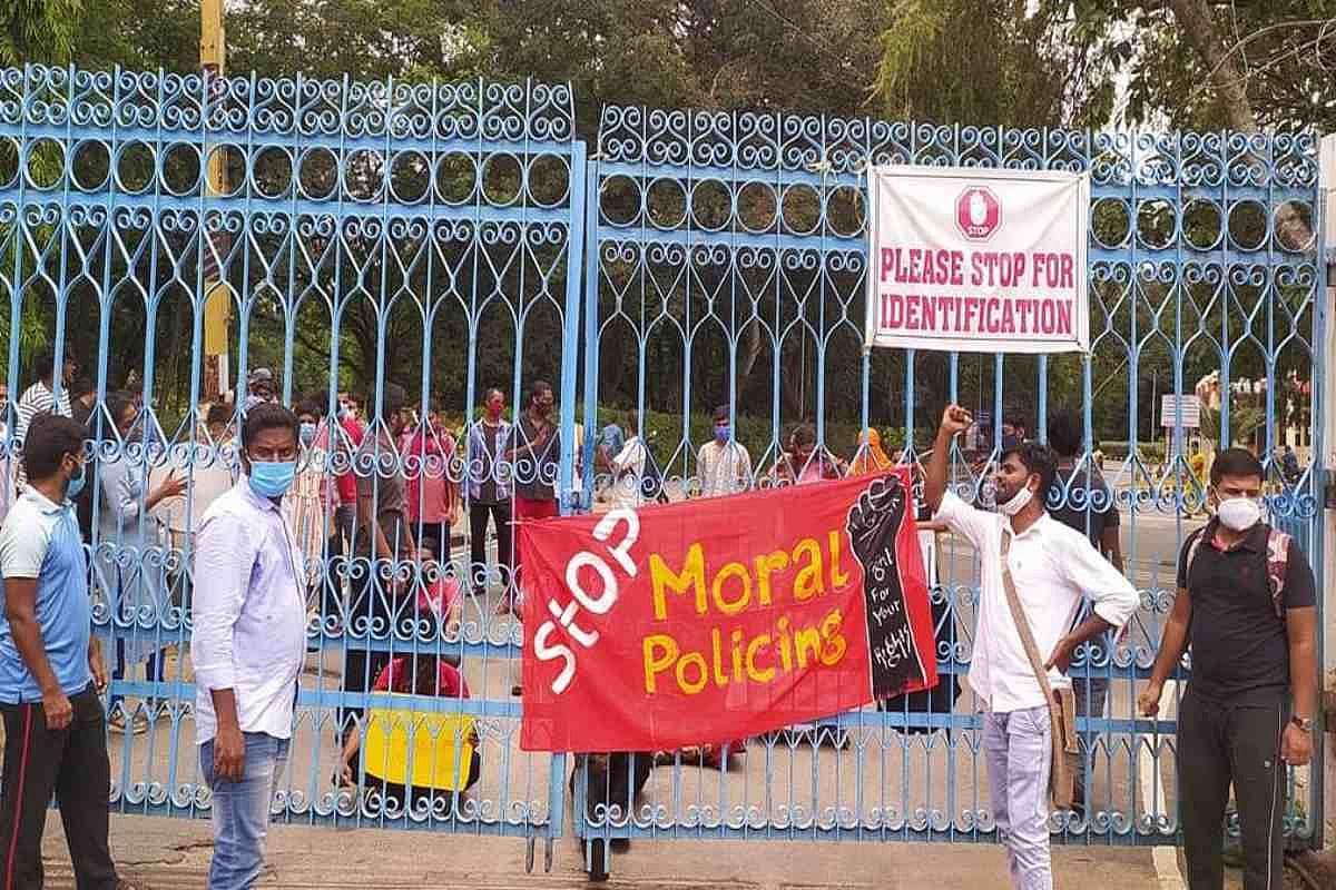 Hyderabad Central University students stage protest against moral policing