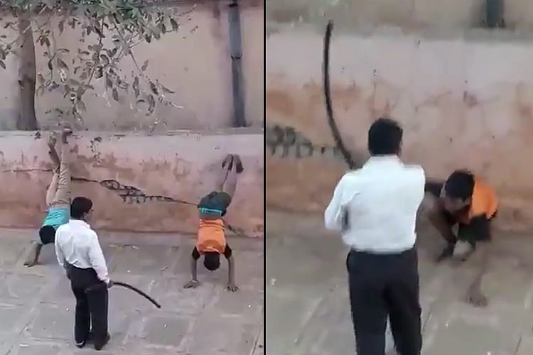 Shocking visuals: Two teen boys made to stand upside down, thrashed by ...