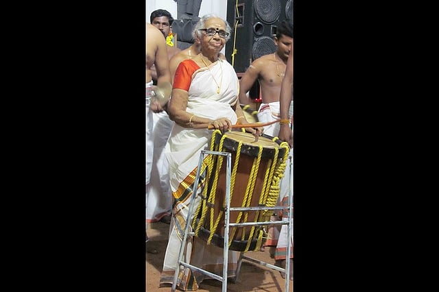 Drumming her way into hearts: 80-yr-old's 'Chenda' debut on Vijaya Dashami