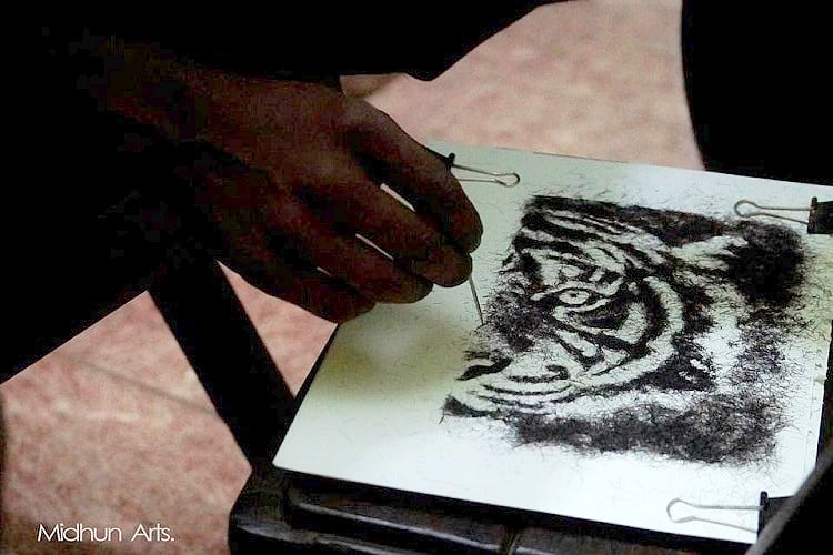 This Kerala artist actually uses human hair to create beautiful pieces ...