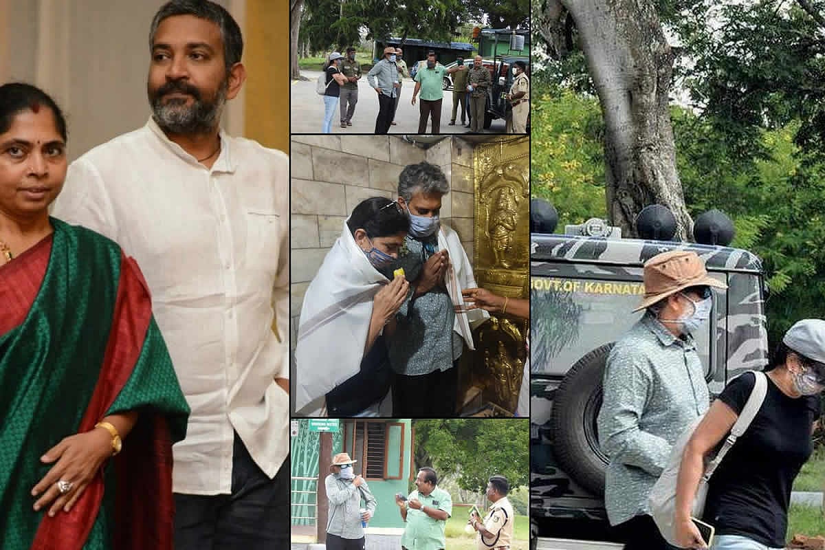 SS Rajamouli and wife Rama seen holidaying in Bandipur