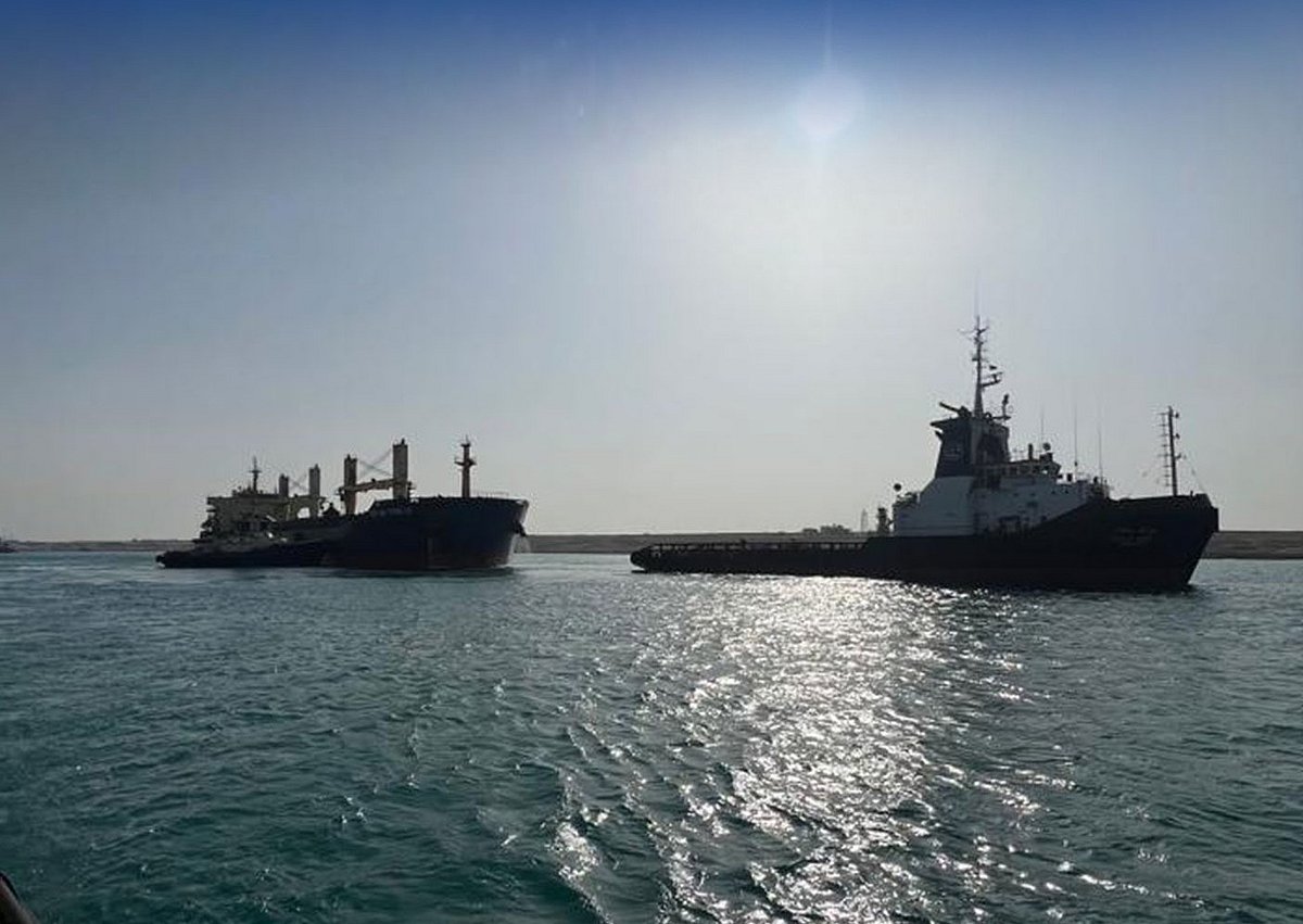 Bulk Carrier Grounded in Suez Canal Refloated