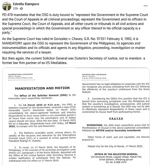 Legal ace reminds SolGen of responsibility to defend gov't