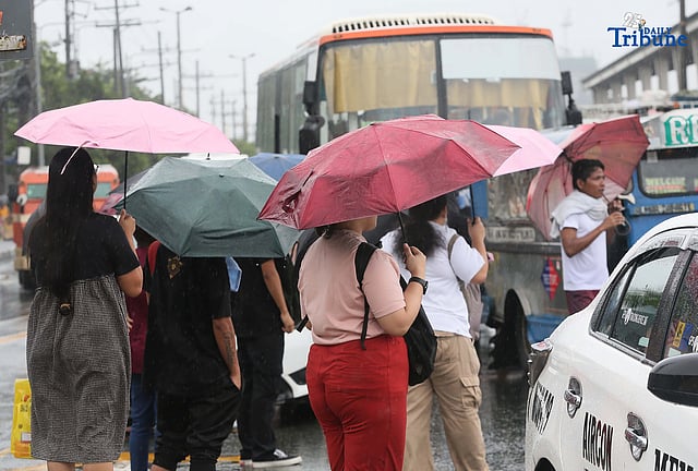 Commuters in the rain