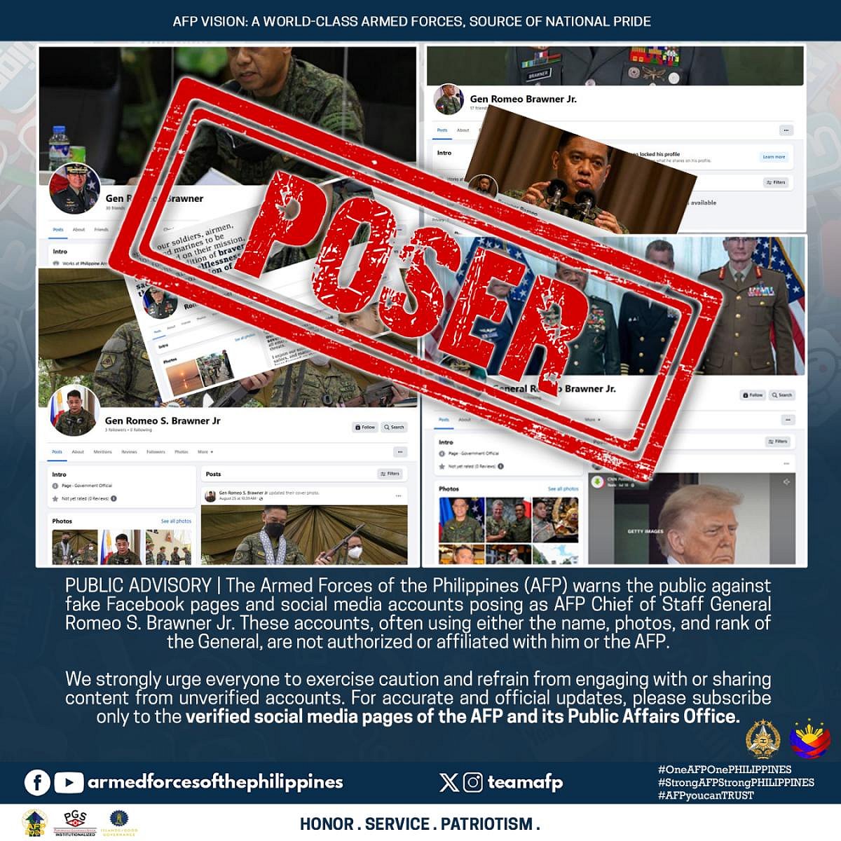 AFP flags fake accounts posing as Gen. Brawner
