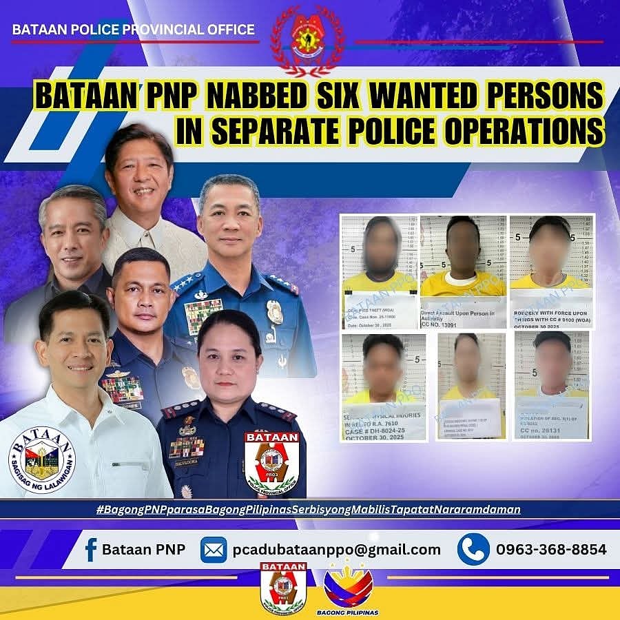 Bataan police arrest six in sweeping anti-crime operations; illegal ...