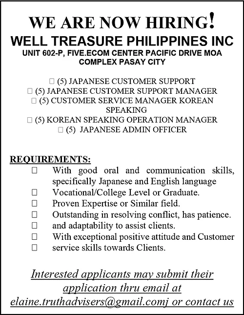 Well Treasure Philippines Inc Well Treasure Philippines Inc