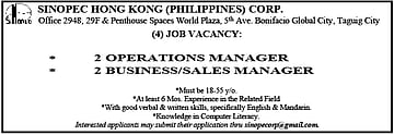JOB VACANCY - SINOPEC