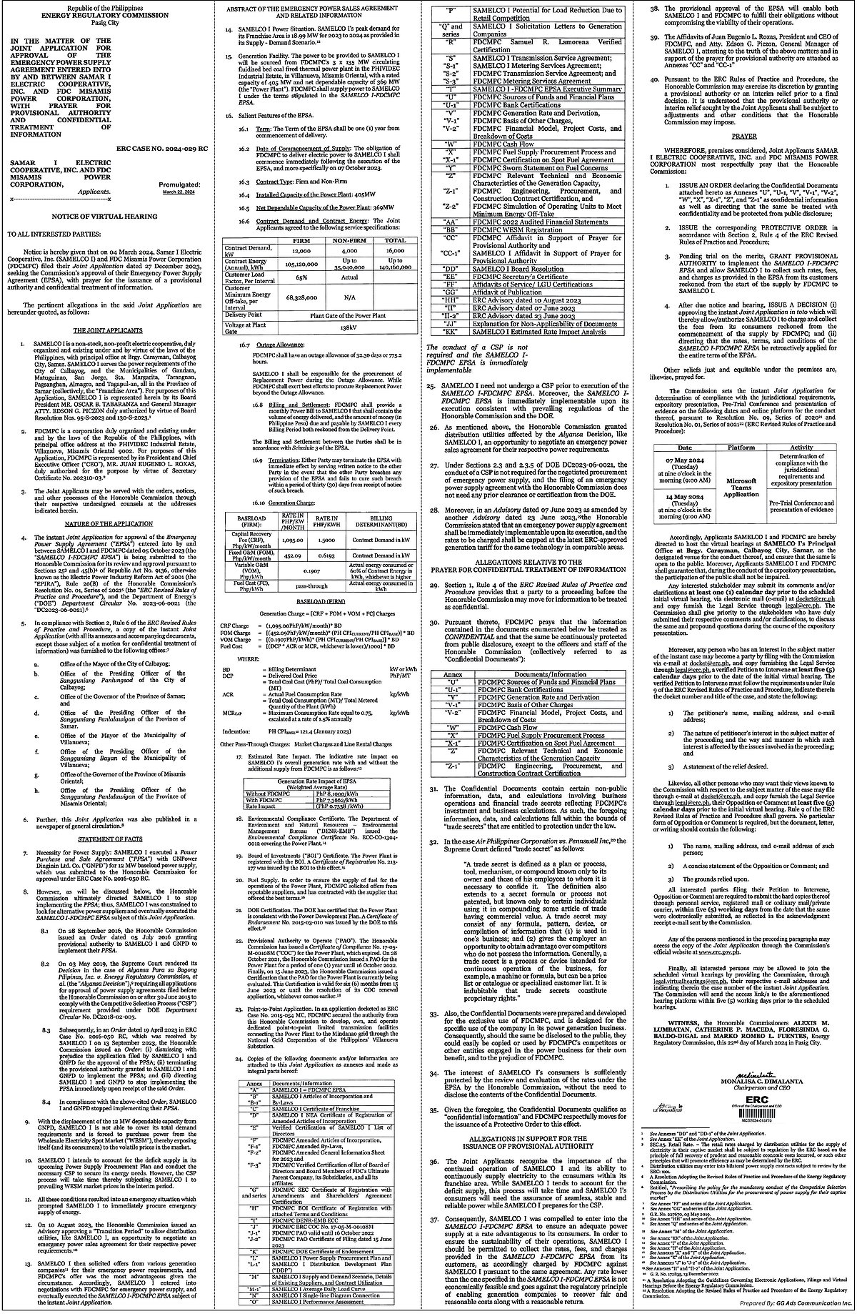 Notice of Virtual Hearing - Samar I Electric Cooperative, Inc.(Samelco ...