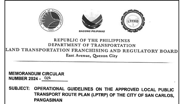 LTFRB MEMORANDUM CIRCULAR NUMBER 2024 - 024