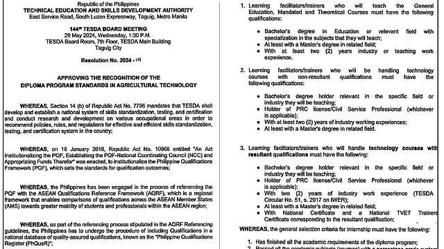 TESDA Resolution No. 2024-04