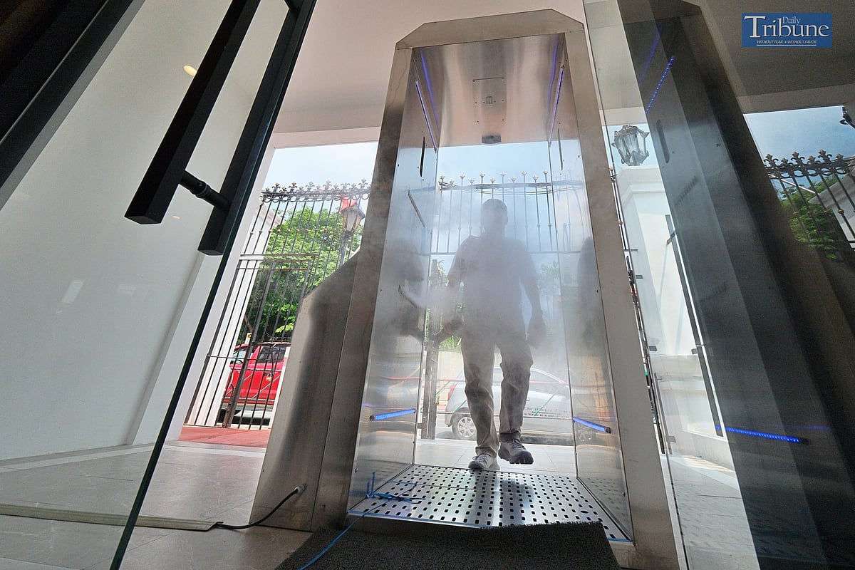 COVID disinfection door