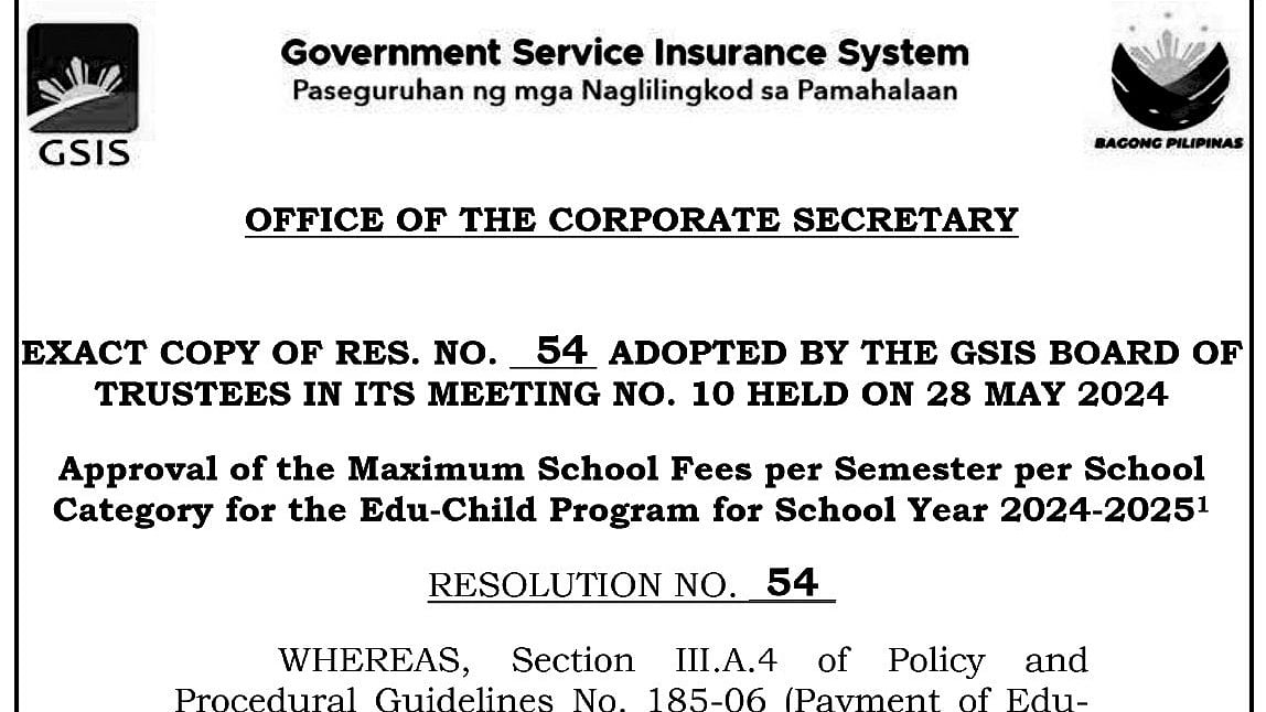 GSIS Resolution No. 54